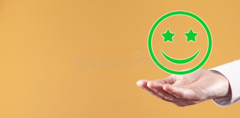 Man Holding Smiley. Feedback, Business Concept Stock Photo - Image of ...
