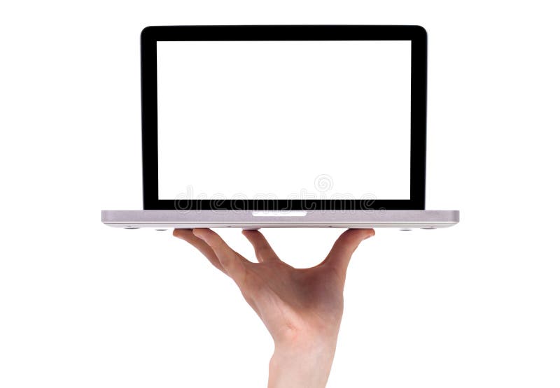 A Male Hand Holding a Laptop Stock Image - Image of blank, space: 15773943