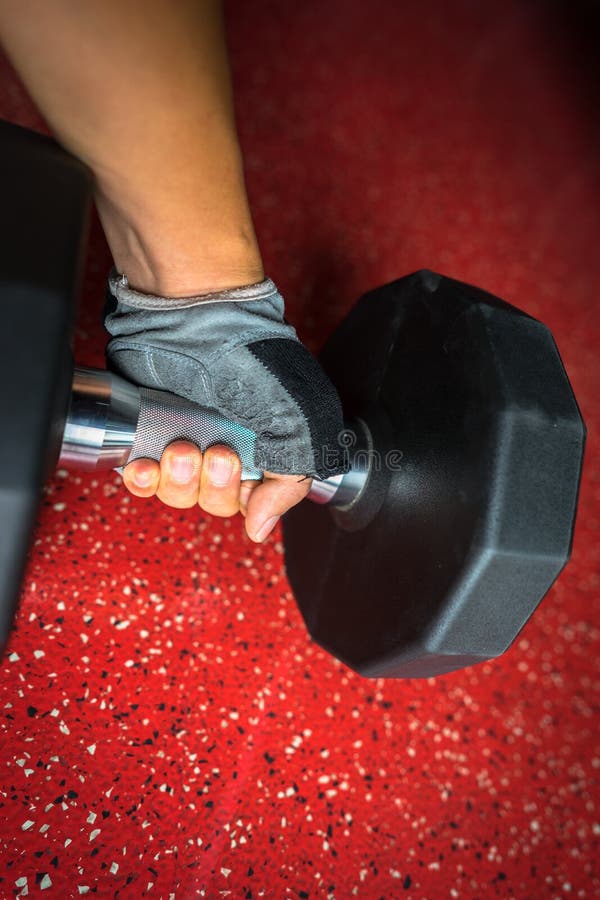 Male Hand Holding Metal Barbell Stock Image - Image of barbell, stacked ...