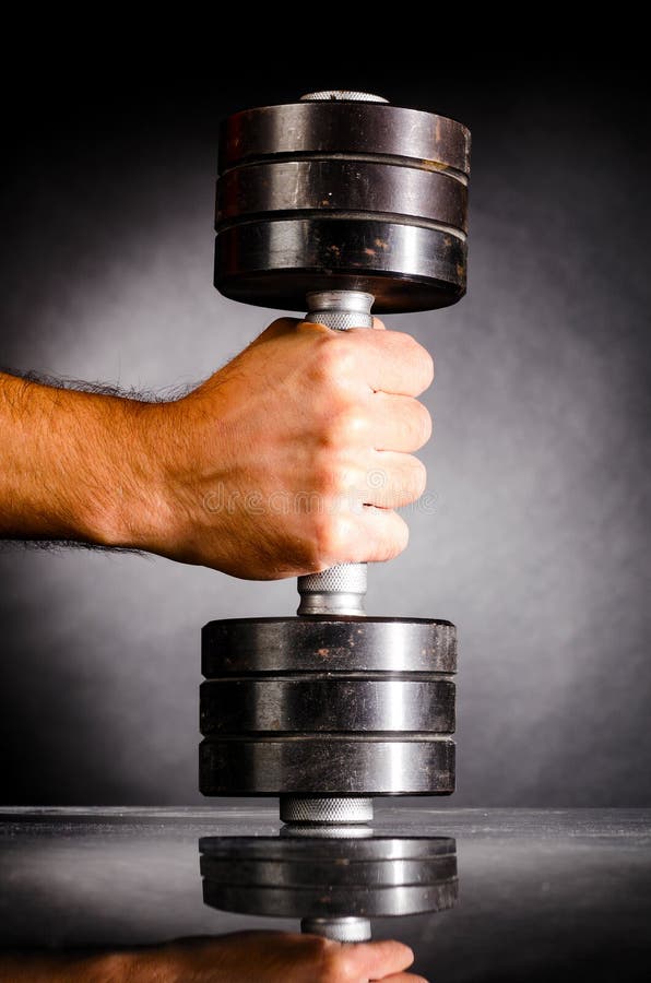 Male Hand with Metal Barbell Stock Image - Image of black, holding ...