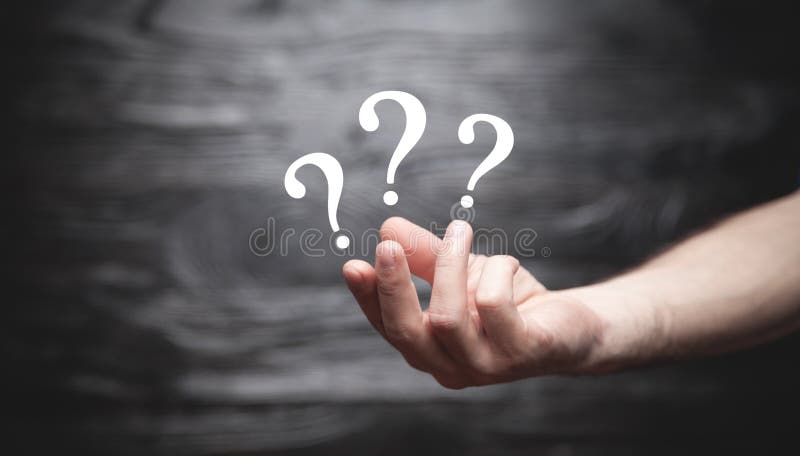 Male Hand Holding Question Marks Stock Image - Image of solution ...