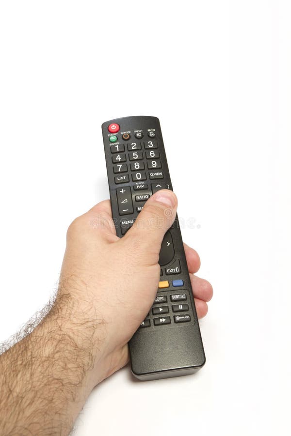 Male Hand Holding Remote Control Stock Image - Image of keypad ...