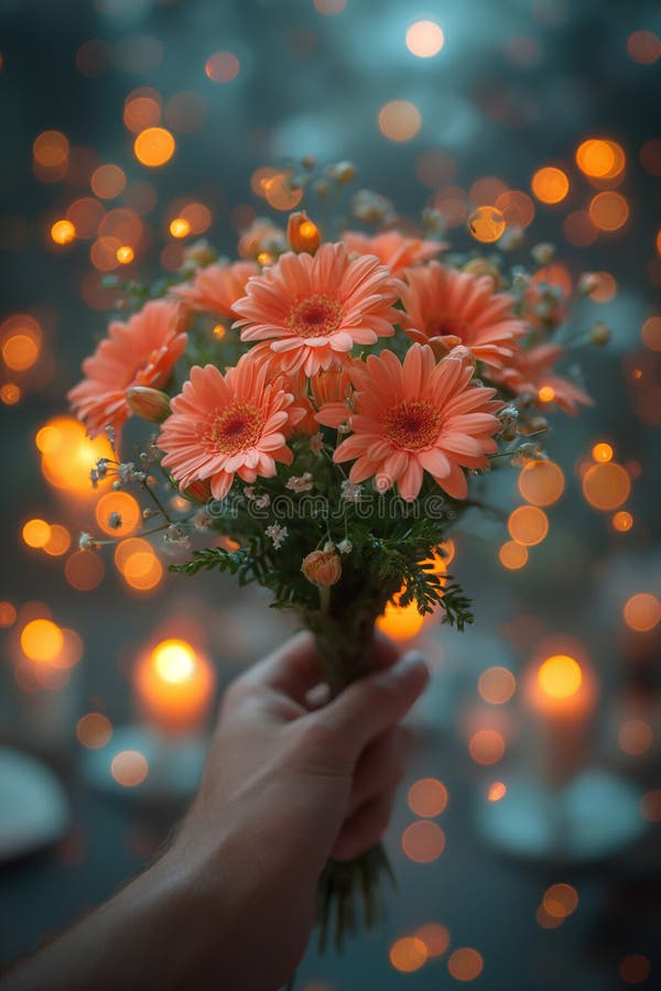 Male Hand Holding a Rose Valentine Concept Stock Illustration ...