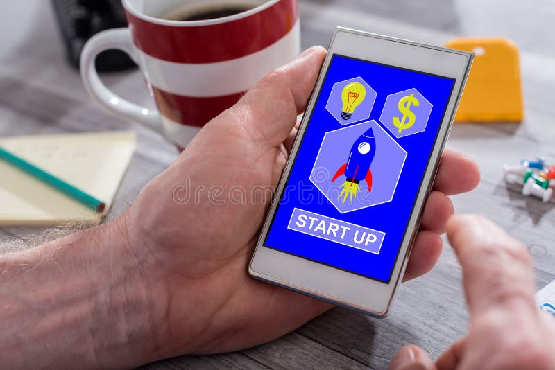 Start Up Concept on a Smartphone Stock Image - Image of idea, vision ...