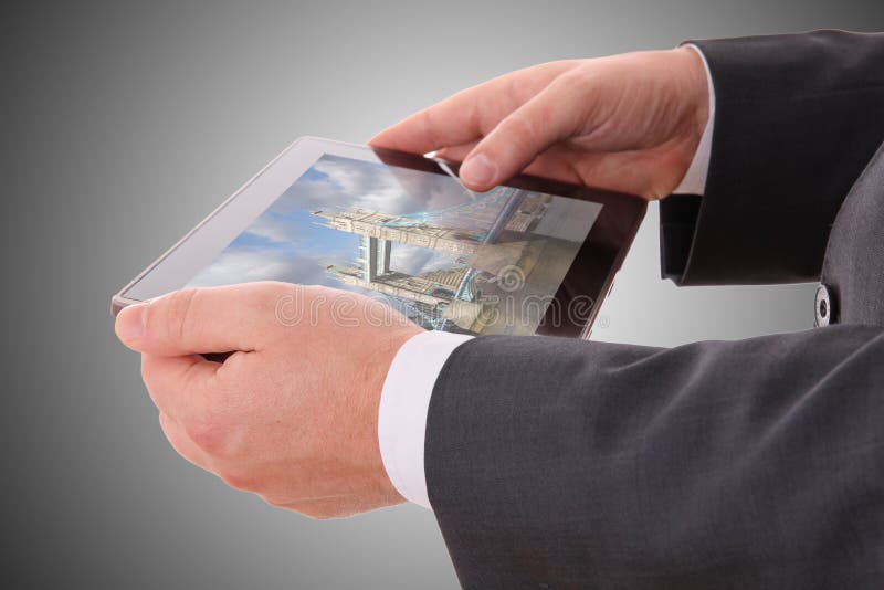 Finger Touching Screen of a Digital Tablet Stock Image - Image of ...