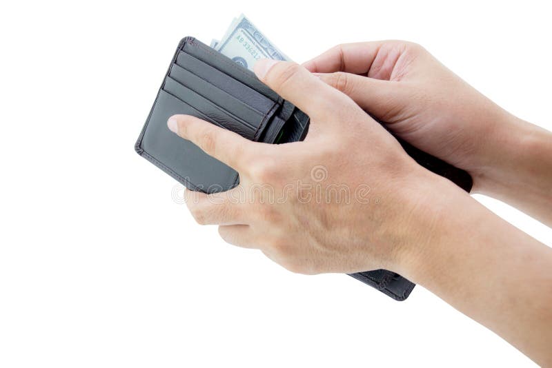 Male Hand Holding Wallet Isolated Over White Background. Stock Image ...