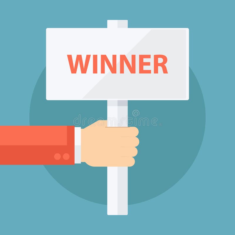 Male Hand Holding Winner Sign. Stock Vector - Illustration of ...