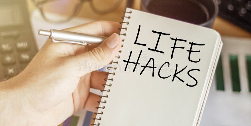 Life Hacks on a Sheet Under a Magnifying Glass Stock Image - Image of ...