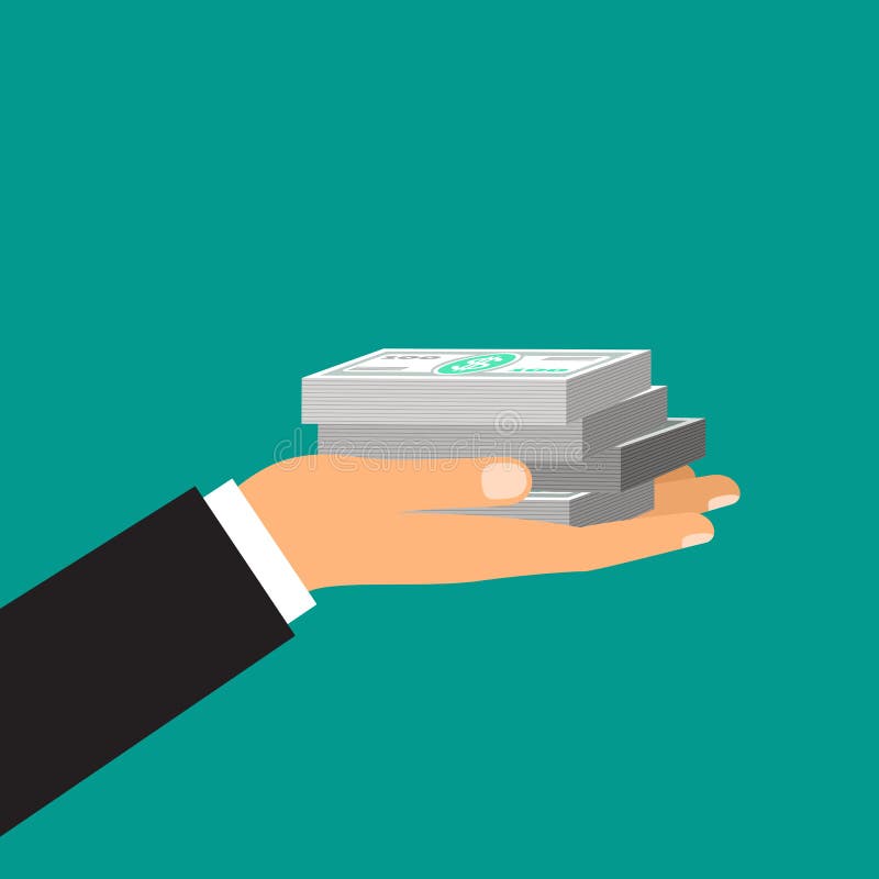 Male Hand Holds a Stack of Dollars Stock Vector - Illustration of ...