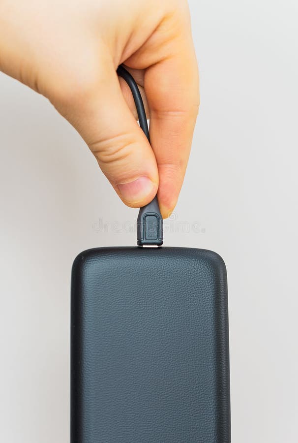 Male Hand Inserting Micro USB. Stock Image - Image of adapter, android ...