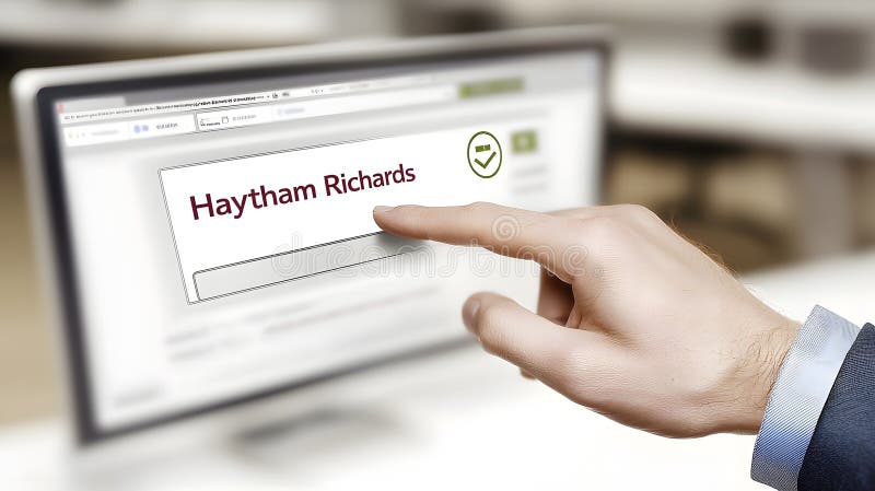 Male Hand Interacting with a Computer Screen Interface Stock Photo ...