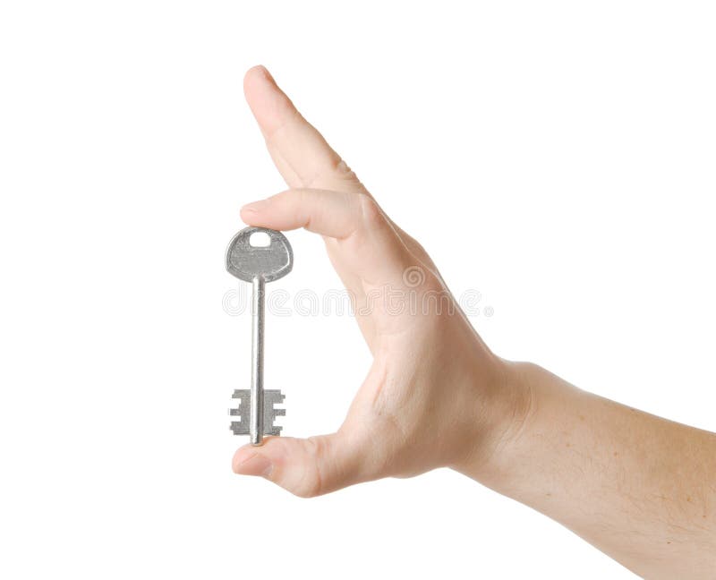 Male Hand with Key Isolated Stock Photo - Image of isolated, finger ...