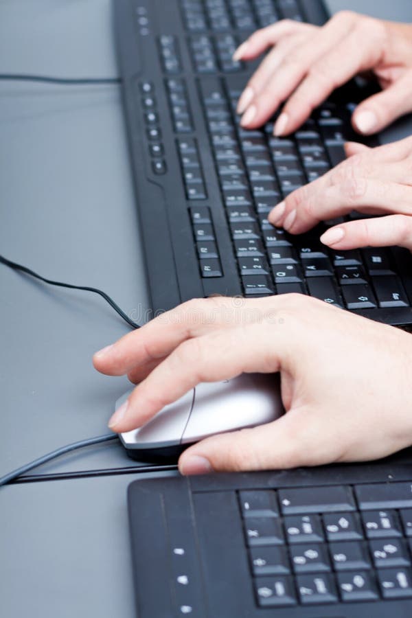 Male Hand on Keyboard Typing and Scroll Mouse Stock Photo - Image of ...