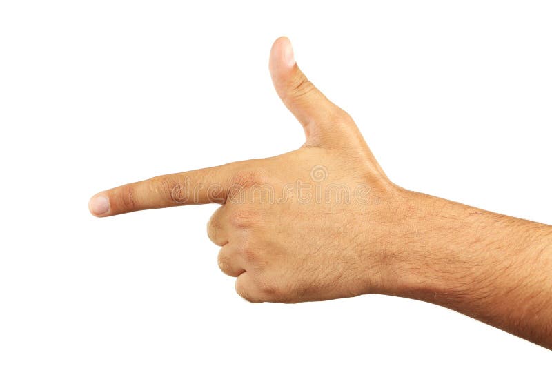 Male Hand Making a Gun Gesture, Close Up Stock Image - Image of fingers ...