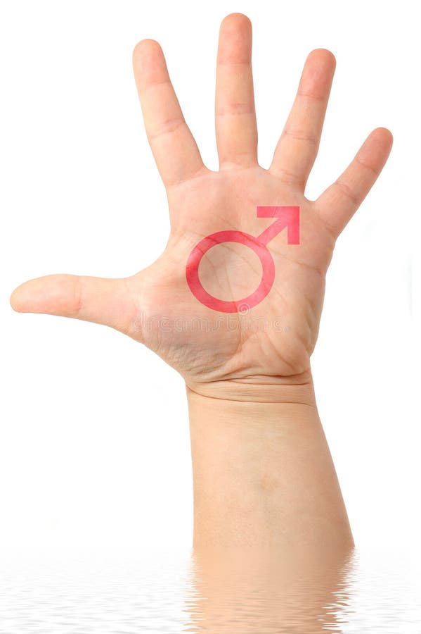 Male Hand with Male Drawing Symbol Stock Image - Image of double ...