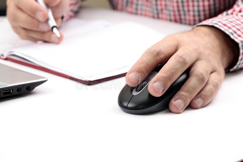 Hand operating a mouse stock image. Image of click, monitor - 1604943