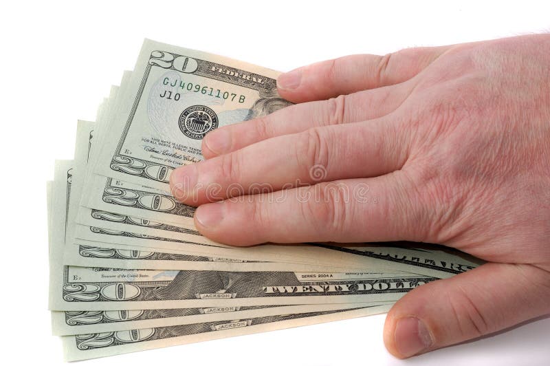 Male hand over dollars stock image. Image of buying, hold - 2408809