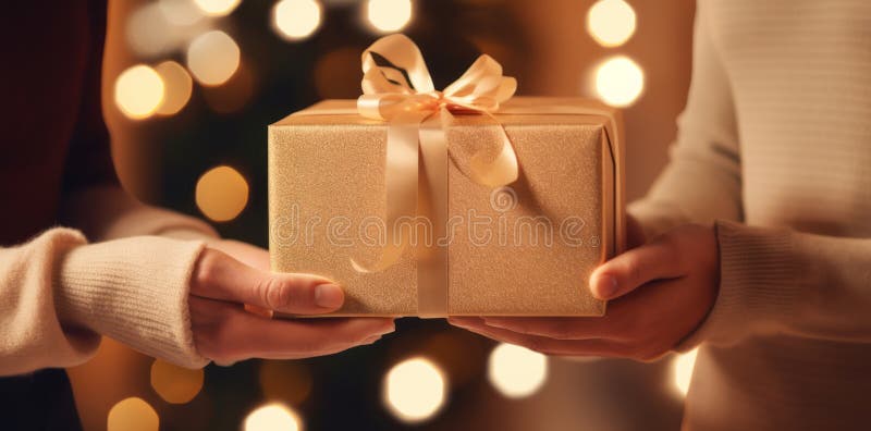 Male Hand Passes Gift Box To Female Hand Stock Illustration ...