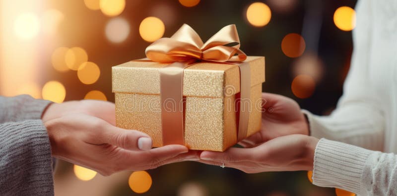 Male Hand Passes Gift Box To Female Hand Stock Illustration ...
