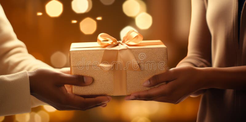 Male Hand Passes Gift Box To Female Hand Stock Illustration ...