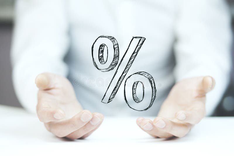 Male Hand Percent Icon of Media Screen Stock Image - Image of people ...