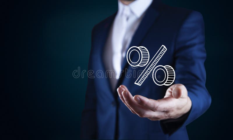 Male Hand Percent Icon of Media Screen Stock Photo - Image of bank ...