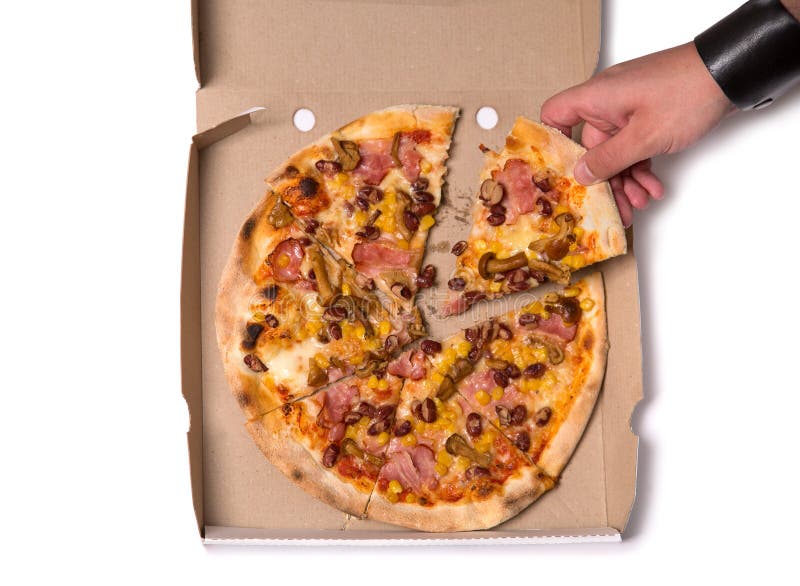 Picking Up Pizza Order stock image. Image of canteen - 29739611