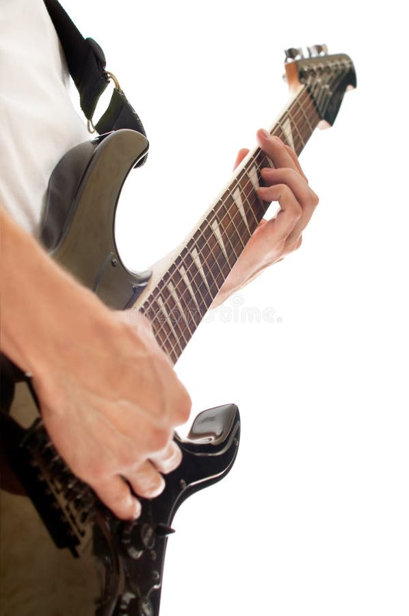 Male Hand Playing Electric Guitar Stock Image - Image of equipment ...