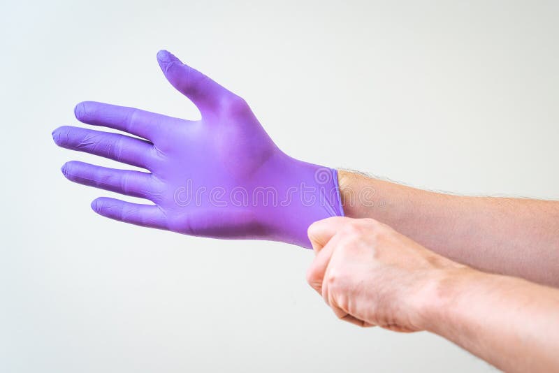 Male Hand Pulling a Glove on Stock Image - Image of hygiene, body ...
