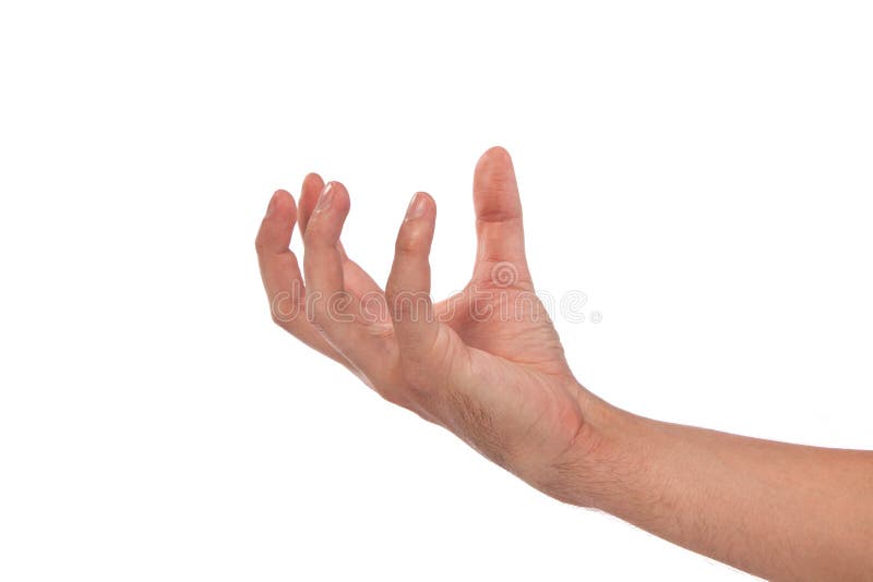 Male Hand Reaching for Something on White Stock Image - Image of male ...