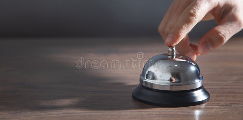 Male Hand Ringing in Service Bell Stock Image - Image of bell, metallic ...