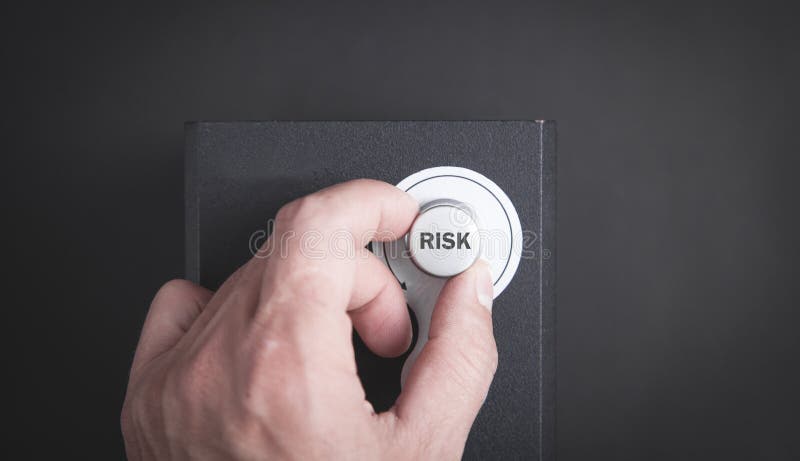 Male Hand and Risk Button. Risk Management Stock Image - Image of ...