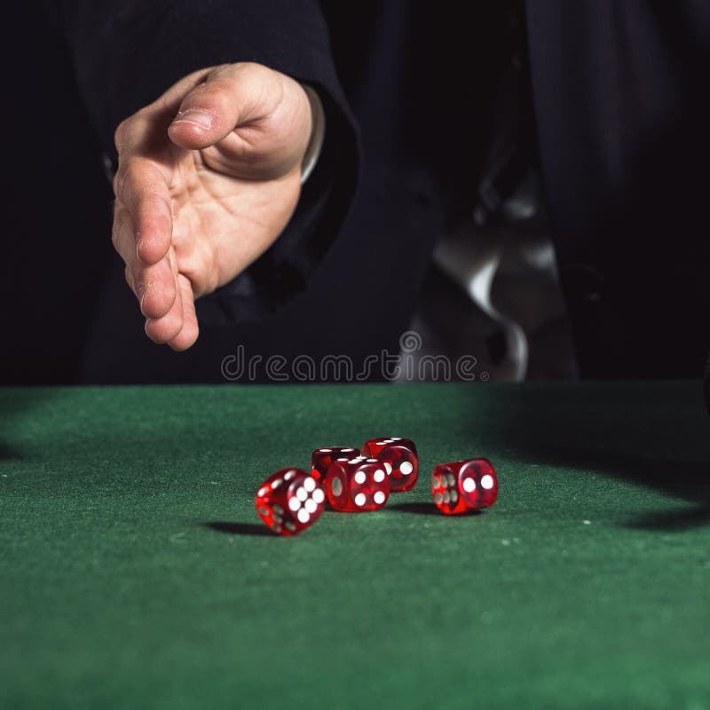 Male Hand Rolling Five Dice Stock Photo - Image of leisure, green: 50903810