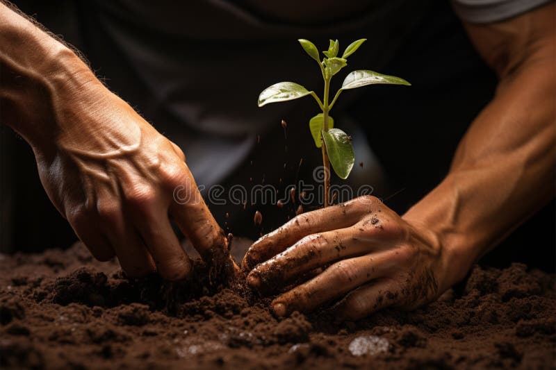 Male Hand Seeding for Planting Stock Illustration - Illustration of ...