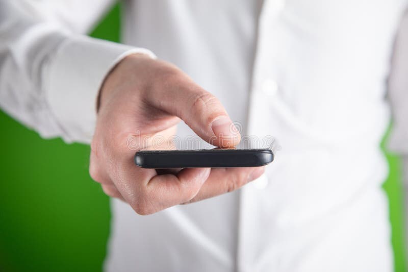 Male Hand Showing Black Mobile Phone Stock Illustration - Illustration ...