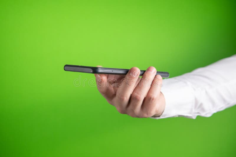 Male Hand Showing Black Mobile Phone Stock Illustration - Illustration ...