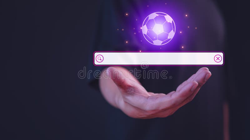 Male Hand Showing the Internet Search Bar. SEO Technology Networking ...