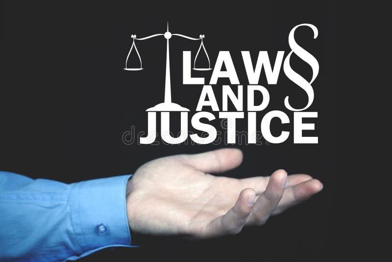 Male Hand Showing Law and Justice Concept Stock Photo - Image of ...
