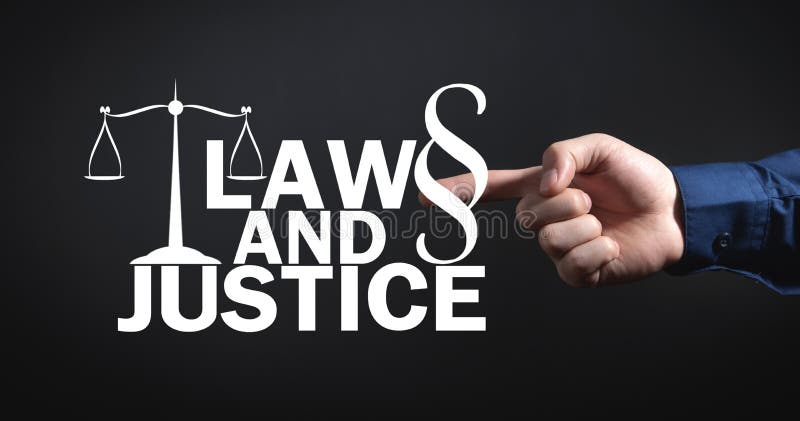 Male Hand Showing Law and Justice Concept Stock Image - Image of ...