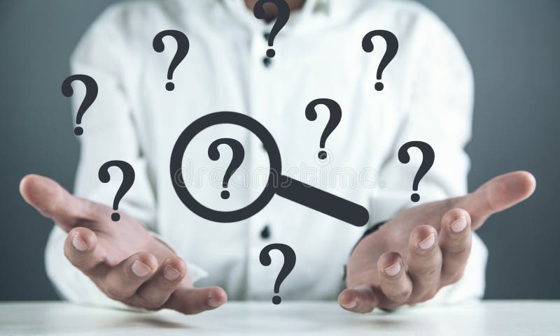 Male Hand Showing Magnifying Glass with a Question Mark Stock Image ...