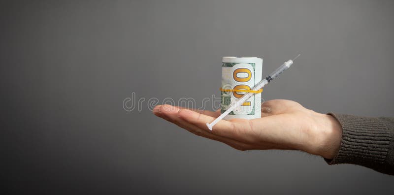 Male Hand Showing Money and Syringe Stock Image - Image of business ...