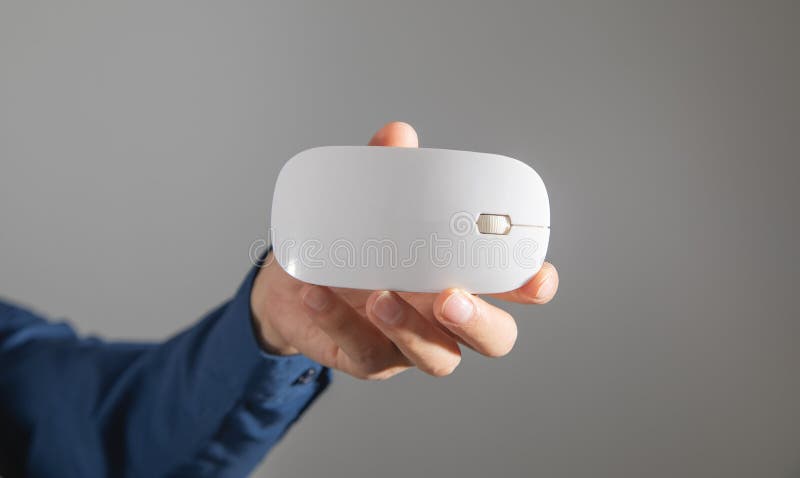 Male Hand Showing White Computer Mouse Stock Illustration ...
