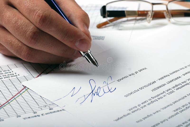 Male Hand, Signature and Glasses Stock Image - Image of occupation ...