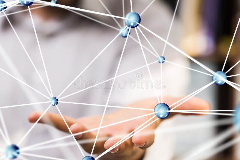 Male Hand and Small Globes Connected -global Connectivity Data and ...