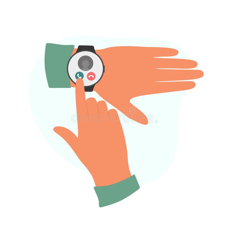 Male Hand with Smart Watch. Answer the Call Stock Vector - Illustration ...