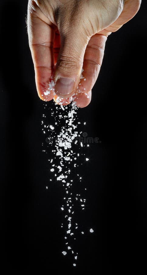 Male Hand Sprinkling Edible Salt Black Background Stock Photos - Free ...