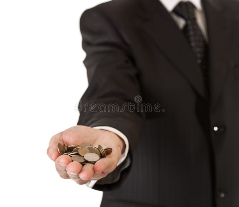 Businessman S Hand Holding Coin Stock Image - Image of male, buying: 236791