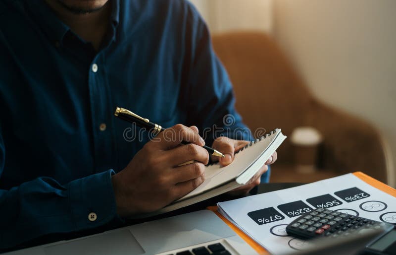 Male Hand Taking Notes on a Notebook Handwritten Note Writing Business ...