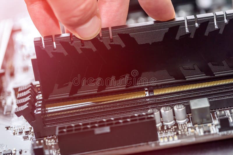 Male Hand Taking Out Ram Memory on Motherboard Stock Image - Image of ...