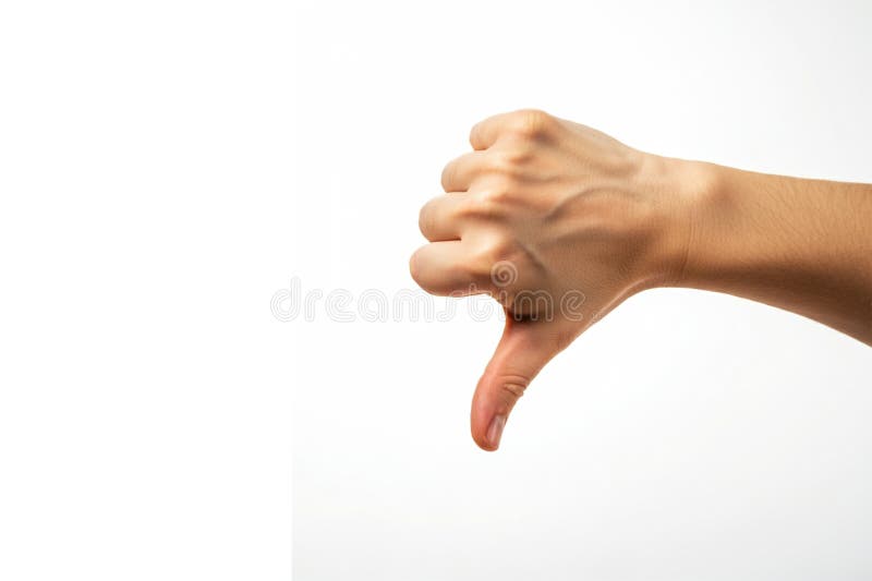 Male Hand with Thumb Down on a White Background. Symbol of Negativity ...